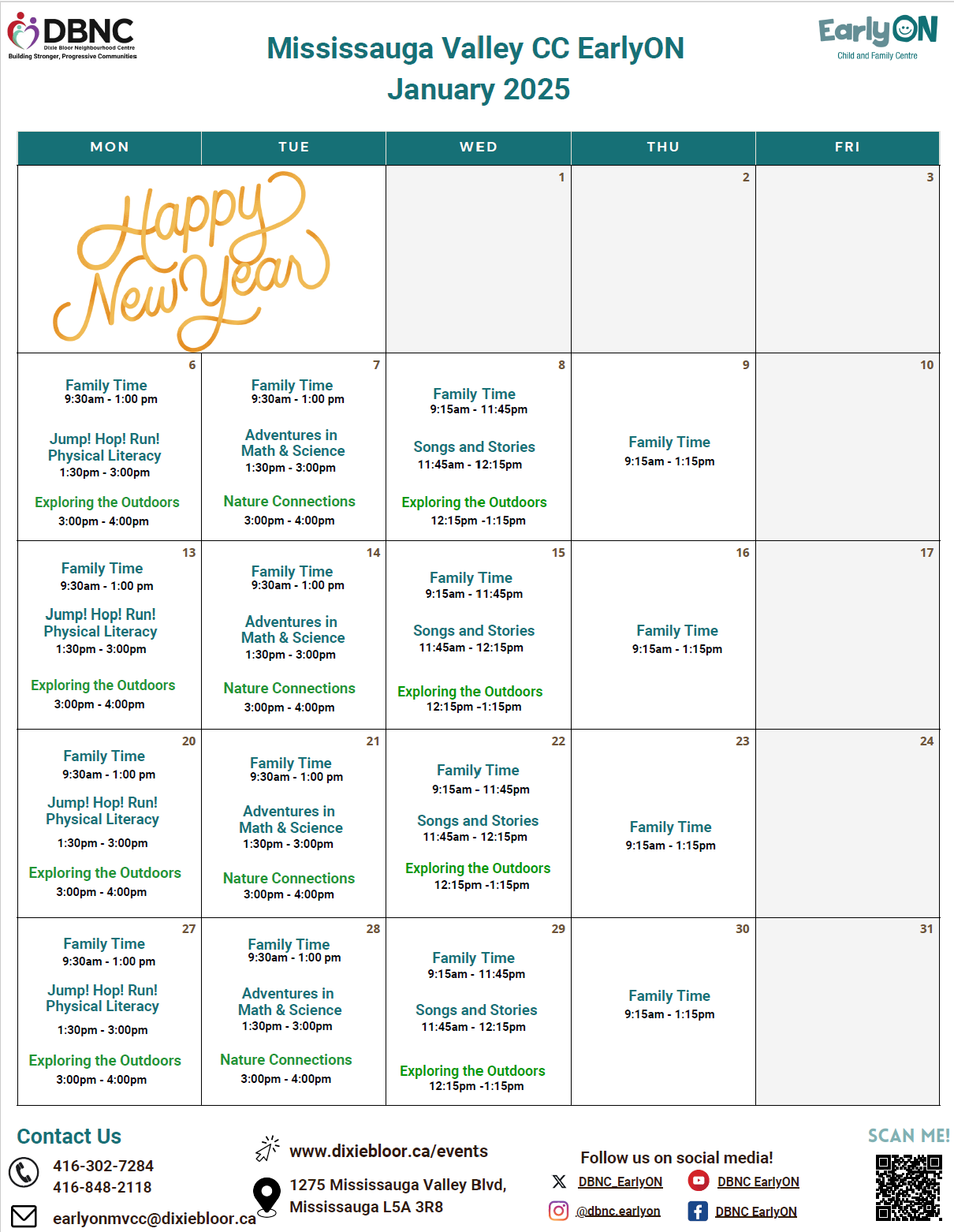 Mississauga Valley Calendar – Dixie Bloor
